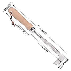 QWLWBU Crack Weeder,Crevice Weeding Tool,Manual Weeder,Stainless Steel Crevice Weeding Tool,L-Shape Blade,Beige Handle for Garden,Yard and Driveway(Size:12.6inch)