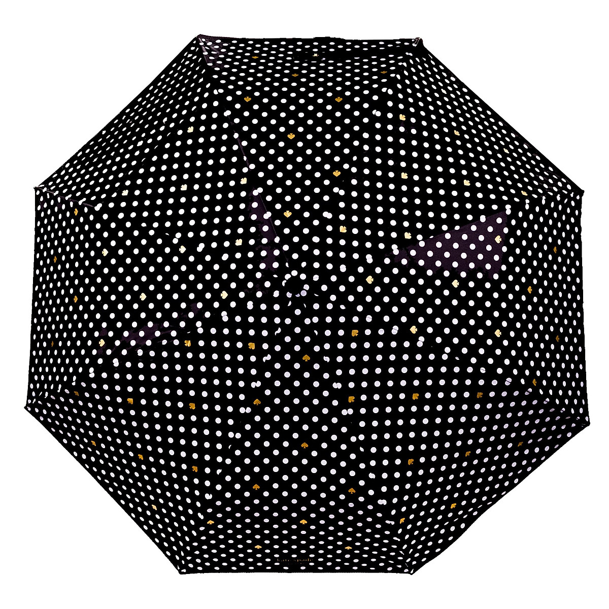 Kate Spade New York Black/White Travel Umbrella, Lightweight Compact Umbrella with Storage Sleeve, Polka Dots