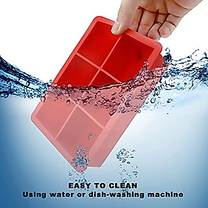 FIVETAS Super Thickness Silicone ice tray .Large Size 6 Ice Cube Trays with Lid which is Spill-Resistant and Removable.BPA Free and Reusable.Ice Cube Trays for Cocktails,Whisky,Freezer