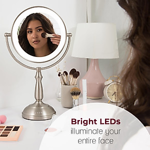 Zadro 11" Makeup Mirror with Lights and Magnification Dimmable Touch LED Lighted Makeup Mirror with Magnification