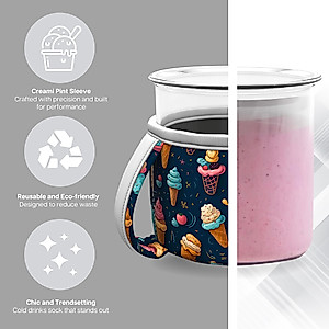 TakeFlight Neoprene Ice Cream Sleeve for Ninja Creami Pints - Chilled Comfort for Your Frozen Favorites - Thermal Insulation Cozy to Prolong Ice Cream Freshness - Enhanced Grip Handle, Hand Washable