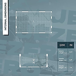 JEZERO Stackable, Collapsible Professional Storage Crate: Grated Wall Utility Storage Baskets for Household Storage and Organization | Black, 23.6" x 15.8" x 7.7” (PN: CC19)