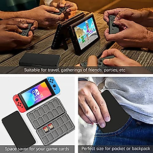 FYY Nintendo Switch Game Case - Black Nintendo Switch Game Holder for Nintendo Switch Cartridge Case with 24 Game Card Slots & 24 Micro SD Card Slots, Switch Card Case- Hard Shell, Silicone Lining