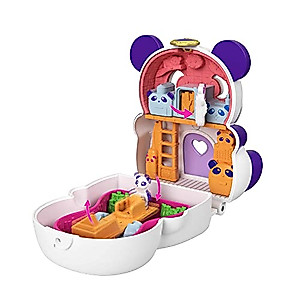 Polly Pocket GTM58​ Flip & Find Panda Compact, Flip Feature Creates Dual Play Surfaces, Micro Doll, Panda Figure & Surprise Reveals, Great Gift for Ages 4 Years Old & Up, 10.0 cm*5.0 cm*9.0 cm