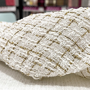 BANEBOR Tweed Fabric by The Yard Metallic Woolen Fabric for Flower Package, DIY, Sewing, Wedding, Bridal, Dress, Dance, Costume, Crafts (Navy)