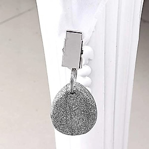 Tablecloth Weights Hangers, Tablecloth Pendant Stone Table Cover Weights with Metal Clips for Outdoor Party Picnic Table Decoration (Grey (4pcs))