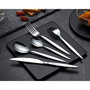 HOMQUEN Flatware Set 40 Pieces, Stainless Steel Silverware Set, Utensils Service for 8, Cutlery Set, Spoons and Forks Sets Dishwasher Safe (Mirror Polish)