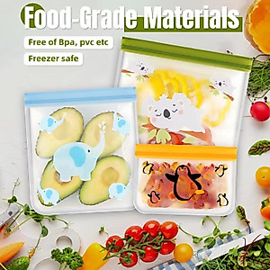 Rluahxnby Dishwasher Safe 12 Packs Reusable Freezer bags Storage Vegetable Bags -BPA Free Leakproof Food Storage Bags Reusable Silicone for Marinate Meats, Cereal, Vegetables, Home bags