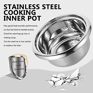Hemoton Rice Cooker Inner Pot Non Stick Stainless Steel Rice Cooker Liner Rice Cooking Container Rice Cooker Insert Rice Maker Accessories for Rice Maker Cooker