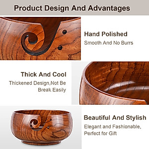 Wooden Yarn Bowl, Knitting Yarn Bowl with Holes Storage Handmade to Prevent Slipping, Perfect Yarn Holder Bowl for Crocheting and Knitting Mothers Day Gift 6" x 3"