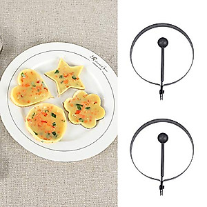 OKUMEYR 4pcs Pancake Ring Mold Fried Egg Rings Omelette Mold Frying Egg Mold Stainless Steel Egg Form Pancake Maker Egg Shaper Black