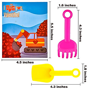 JOYIN 28 Packs Valentines Day Cards with Shovel Toys for Valentine Party Favor, Classroom Exchange Prize, Valentine’s Greeting Cards, Shovels and Rakes Beach Toys, “I DIG YOU Valentine”