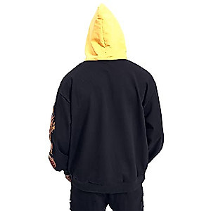 MFCT Japanese Streetwear Embroidered Fleece Hoodies for Men (Large, Black1)