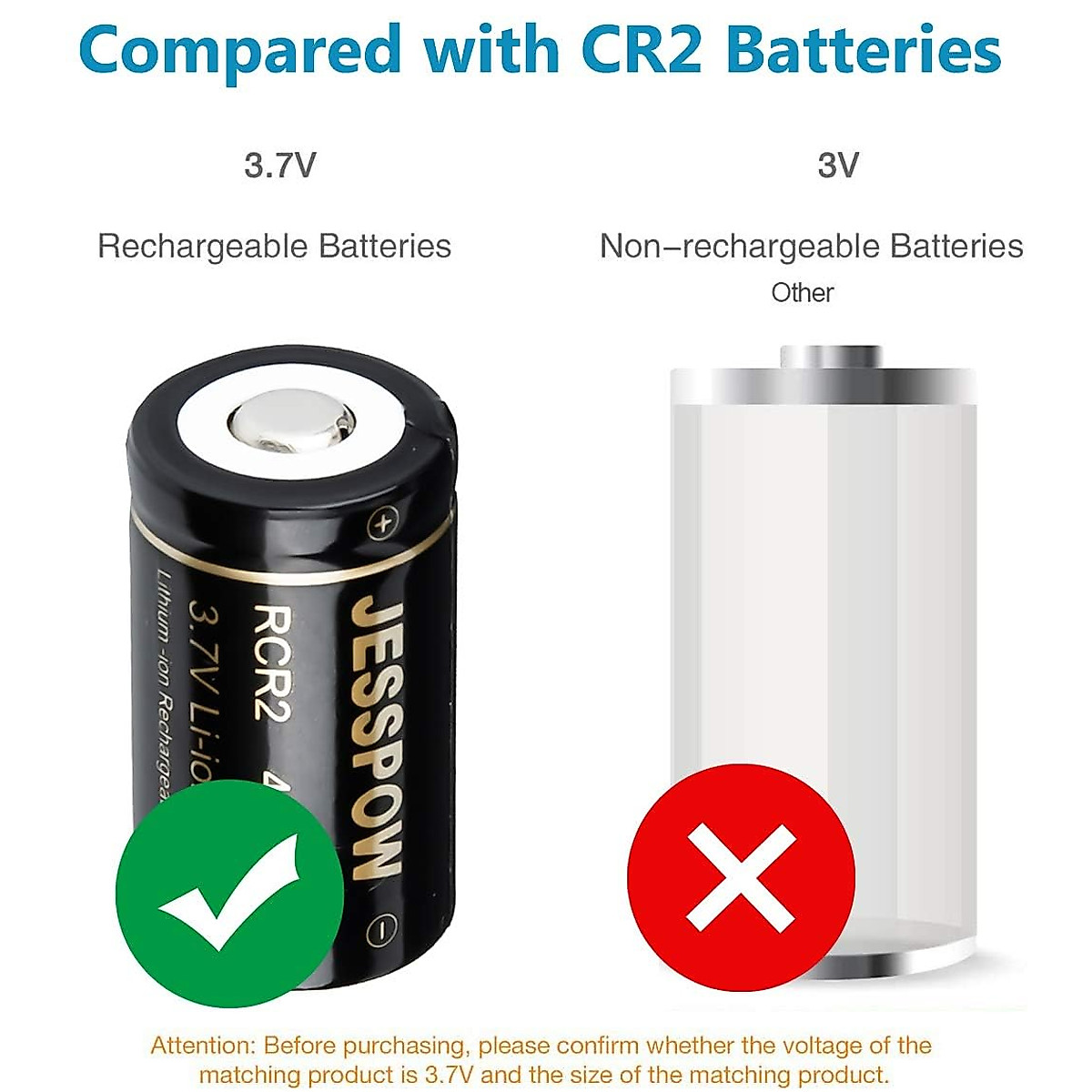 CR2 Rechargeable Batteries and Charger, 450mAh 3.7V CR2 Battery, 8 Pack RCR2 Rechargeable Batteries for Golf rangefinder, Telescope, Electric Toys, Smoke Alarm and More(Not for Arlo Camera,C Battery)
