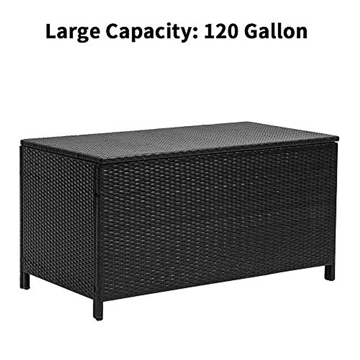 Extra Large 120 Gallon Outdoor Storage Box Waterproof, Resin Rattan Deck Box for Patio Garden Furniture, Outdoor Cushion Storage, Pool Accessories and Toys