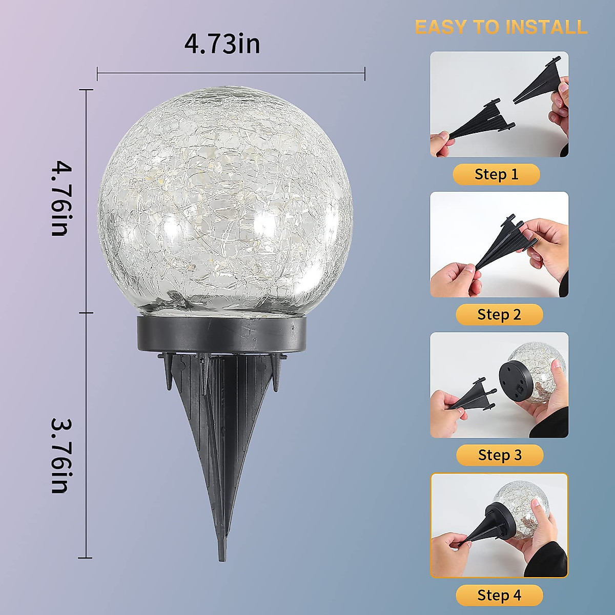 HOFLYW Outdoor Decor Solar Lights Garden Lights Solar Globe Lights Solar Balls for Garden Pathway Lights Solar Garden Decor 3 Pack for Decorations Lawn (Medium 3 Pack, Warm White-3)