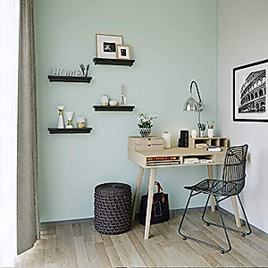 Ballucci Set of 2 Classic Floating Wall Shelves, Wooden Wall Mounted Ledges for Living Room, Bedroom, Bathroom, Kitchen, Office, 16 Inches - Black