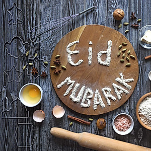 Kavoc 12 Pieces Eid Mubarak Cookie Cutters with Plunger Stamps Set, Ramadan Islamic Muslim Biscuit Molds Star Lantern Moon 3D Cookie Stamper for Eid Mubarak Decor Muslim Party Baking Supplies (Eid)