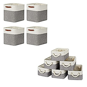 Temary 12 Inch Storage Baskets Foldable Fabric Storage Cubes 10PCs Storage Bins Organizer with Handles, Baskets for Organizing Clothes, Toys, Towels