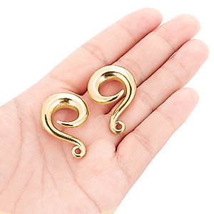 Longbeauty DIY Ear Weight Hook for Ear Piercing Jewelry 316L Stainless Steel Gauges Plugs Dangle Ear Hangers Pierced Expanders 0g