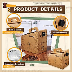 Pickmesh 10 Sets 160 oz Disposable Coffee Dispenser with Insulated Interior Bag Coffee to Go Containers with Handle Portable Heavy Cardboard