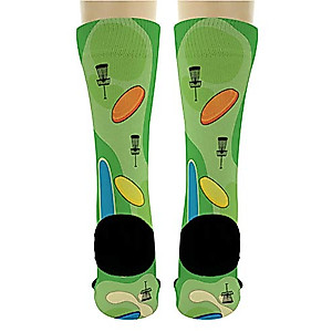 Sports Gift Set Disc Golf Course Socks Lucky Socks Disc Golf Themed Gifts 2-Pair Novelty Crew Socks