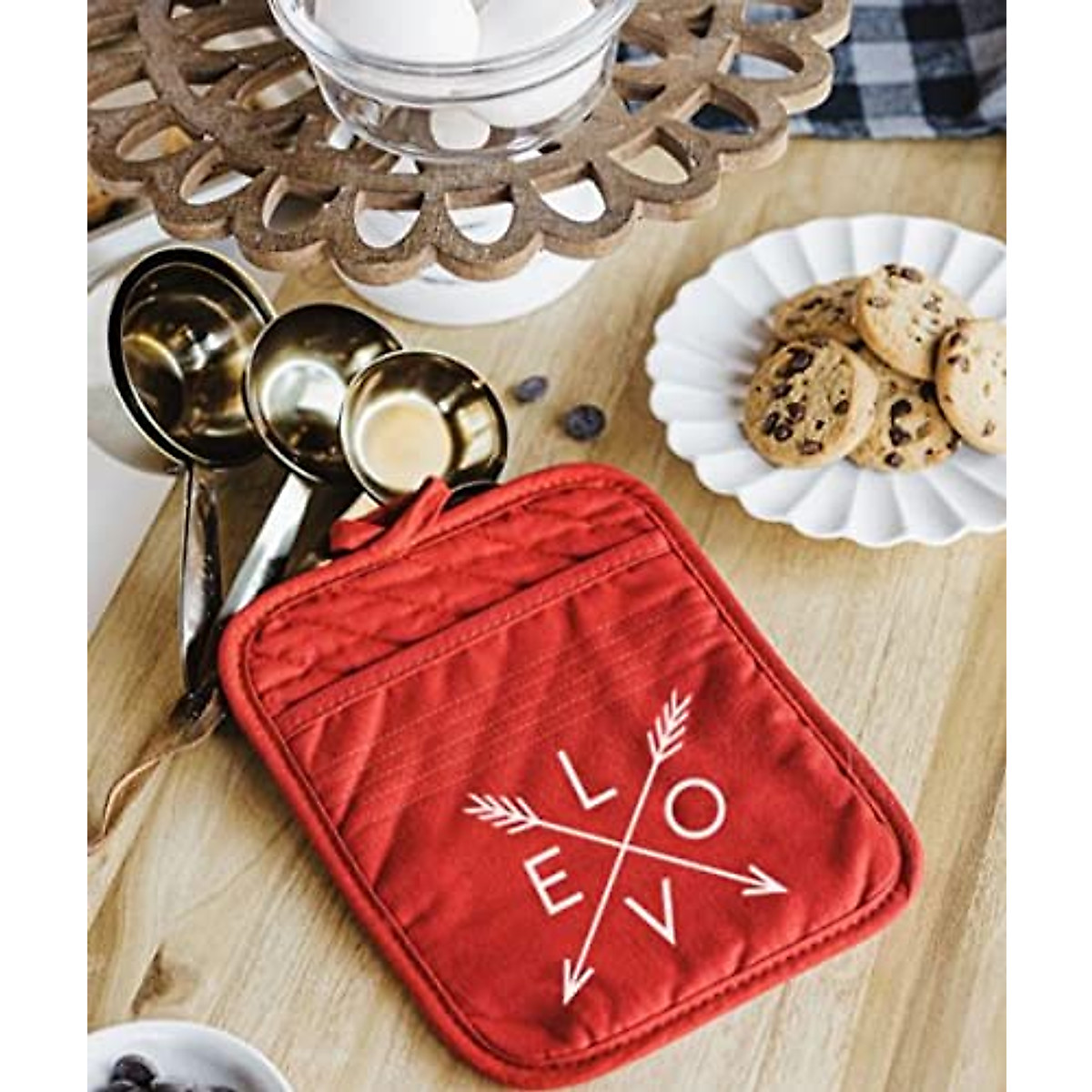 Valentines Day Gift for Her Wife Mom Kitchen Decor Red Potholder - 2 Piece Set