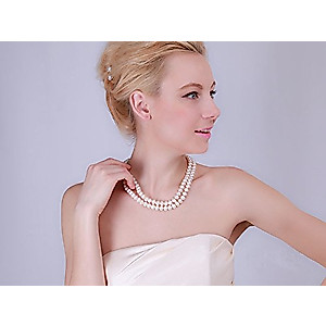 JYX Double-row 8mm Flatly-round Freshwater Cultured Pearl Necklace 22"