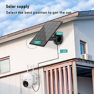 Solar Panels for DC 5V Outdoor Rechargeable Battery Camera, Solar Panel for Security Camera, Solar USB Charger with Micro USB & USB-C Port, 9.8ft Cable, Adjustable Wall Mount, IP65 Waterproof, 2 Pack