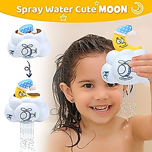 Bath Toys for Toddlers, 3 Pcs Baby Bath Toys - Wind-up Fish Bathtub Set, Spray Water Cloud & Hand-Pull Whale - Water Gun Bath Birthday Gifts for Kids