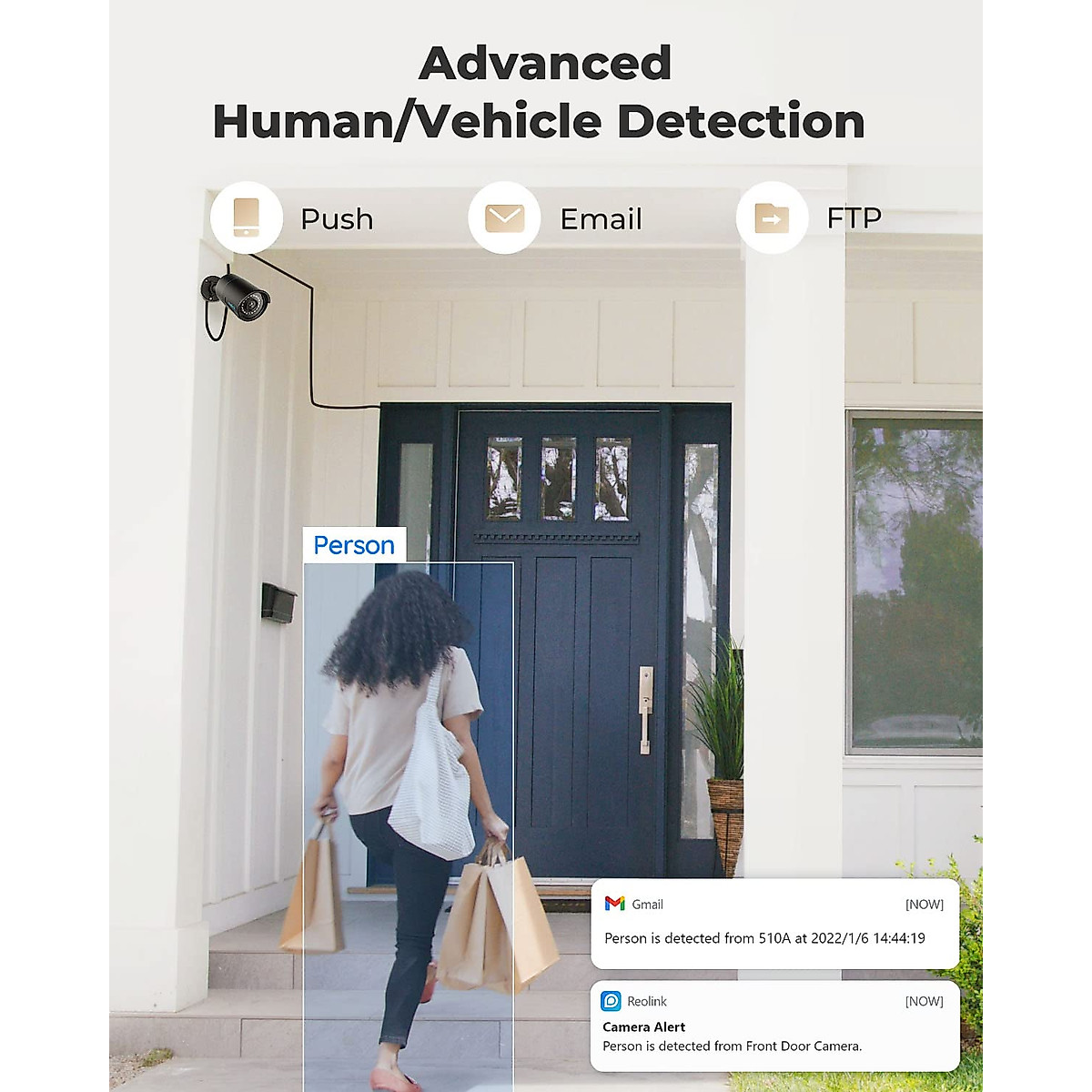 REOLINK 16 Specs RLC-510A-Black Bundle 16 Channel PoE NVR 4TB Hard Drive Installed,Outdoor IP Surveillance Cameras, 5MP Security Camera System, 100FT Night Vision,Human/Vehicle Detection