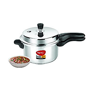 Pigeon Pressure Cooker - 5 Quart - Inox Stainless Steel Outer Lid Stovetop & Induction Base - Cook delicious food in less time: soups, rice, legumes, and more- 5 Liters