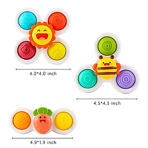 Suction Cup Spinner Toys Baby Toys,Sensory Toys Bath Toys Dimple Toys Spinning Toy for Toddlers, Eearly Education Toys,Gifts for 1-3 Year Old Boy Girl (3 Pcs)
