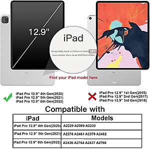 DuraSafe Cases for iPad PRO 12.9 6 5 4 Gen 2022 2021 2020 [iPad 12.9 Inch 6th 5th 4th ] A2436 A2764 A2437 A2766 A2378 A2461 A2379 A2462 A2229 A2069 A2233 Hard Smart PC Translucent Back Cover - Pink
