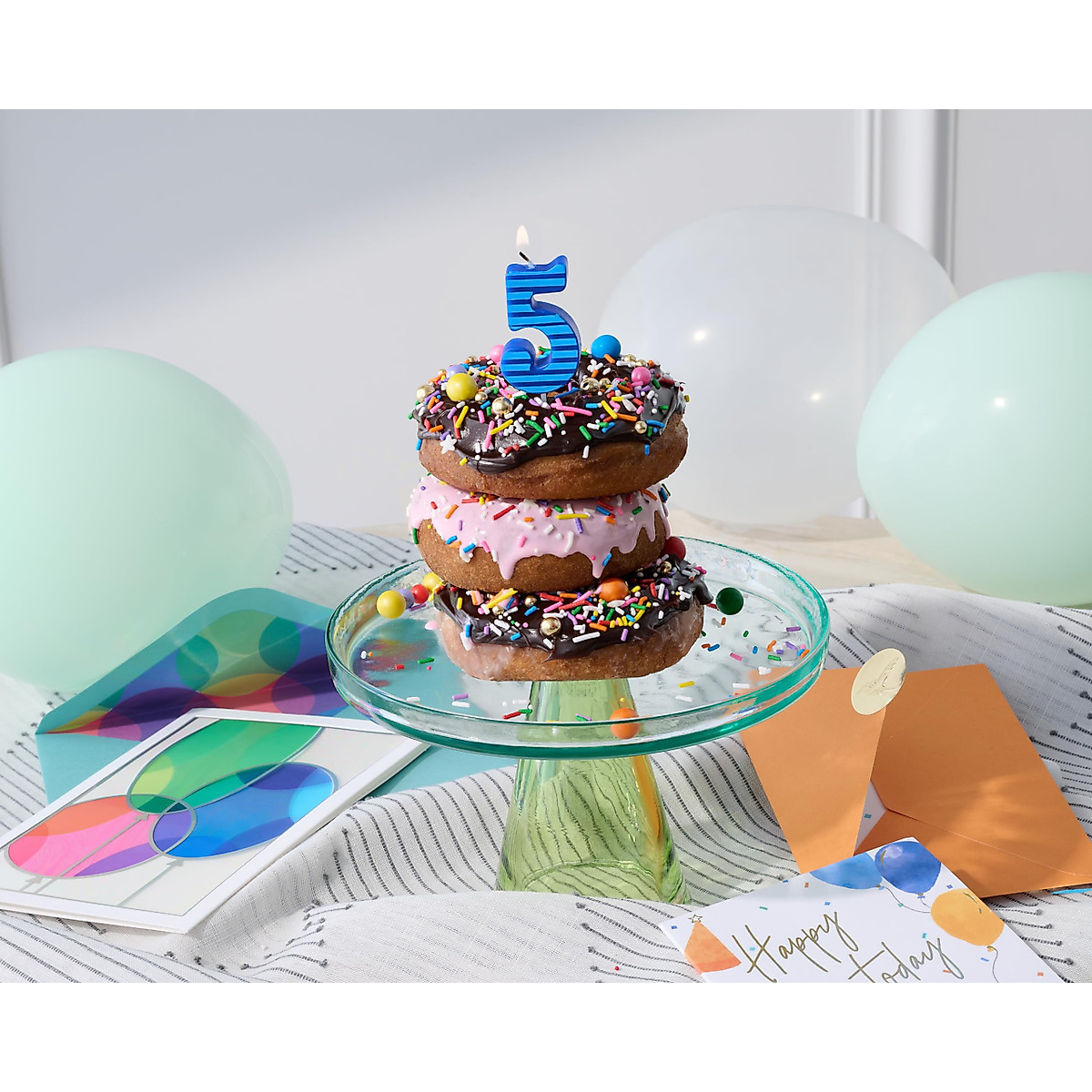 Papyrus Number 4 Birthday Candle, Blue Stripes (1-Count)