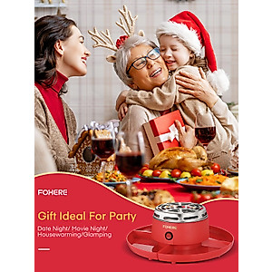 FOHERE Smores Maker Tabletop Indoor, Flameless Electric Marshmallow Roaster with 4 Detachable Trays & 4 Roasting Forks, Movie Night Supplies & Housewarming Gift, Red