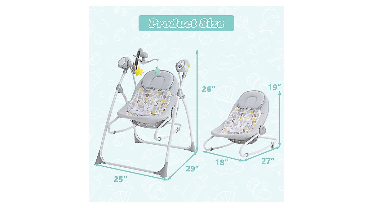 INFANS 2 in 1 Baby Swing & Bouncer for Infants - Portable & Space-Saving