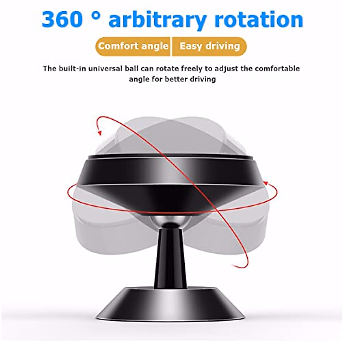 AUKEPO 2PCS Magnetic Phone Car Mount, Cell Phone Holder for Dashboard, Super Strong 4 Built-in Magnets, 360° Rotation and Strong Adhesive, Fits All iPhone, Samsung, and More Smartphones