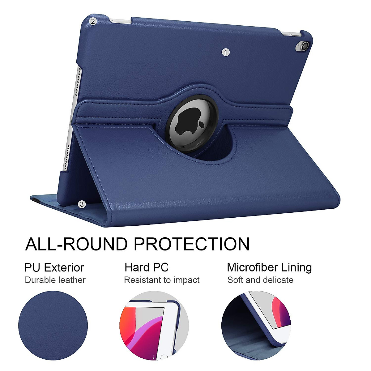 for iPad Air 2 Case Cover - Multi-Angle Viewing 360 Degree Rotating Smart Case Cover, Auto Sleep/Wake, Leather Full Body Protective Cover for iPad Air 2 (Blue)