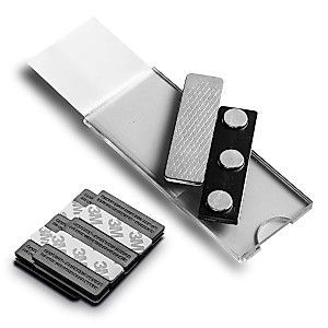 Magnetic Name Tags Kit, Magnetic Badge Holders w/ 3 Strong Neodymium Magnets, 3M Adhesive Tape, Clear Acrylic Mini Sign Display Holder and Printable Name Label, Business Name Tag/ID Badge Set of 10