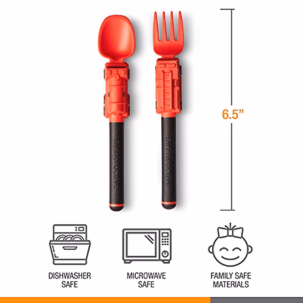 Dinneractive Utensil Set for Kids – Red Firefighter Themed Fork and Spoon for Toddlers and Young Children – 2-Piece Set