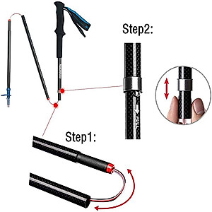 N/H 2pc-Carbon Fiber Collapsible Trekking Pole -Ultralight Hiking or Walking Stick - Strong Lightweight Quick Lock Stick for Men Womem