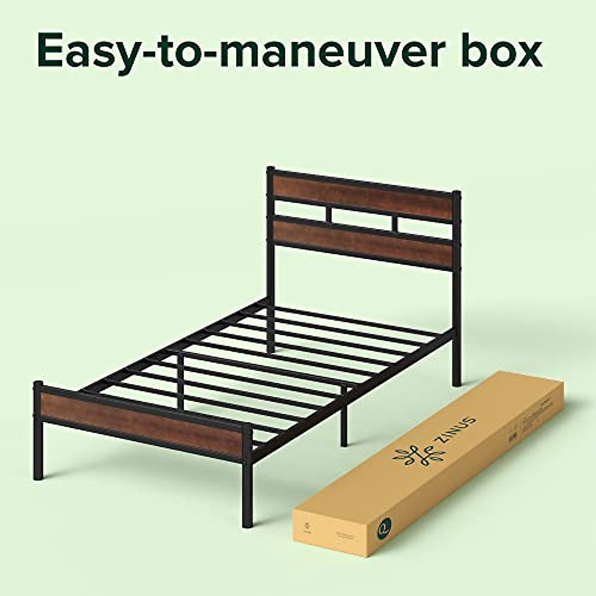 ZINUS Roman Bamboo and Metal Platform Bed Frame, No Box Spring Needed, Easy Assembly, Twin