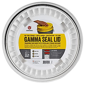 Gamma2 Seal Lid - Pet Food Storage Container Lids - Fits 3.5, 5, 6, & 7 Gallon Buckets, White, 4122E