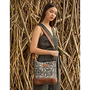 Myra Bag Labyrinthian Small & Crossbody Bag Upcycled Cotton & Leather S-2869