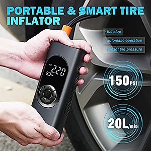 DNA MOTORING TOOLS-00270 150 PSI Wireless Portable Air Pump Tire Inflator for Inflating Car, Truck & Motorcycle Tires, Balls