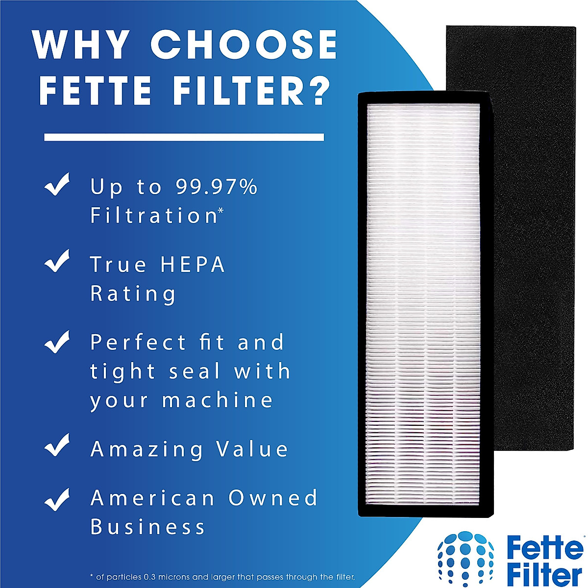 Fette Filter - 2 Pack Premium T500 True HEPA Filter Replacements Compatible with Air Purifier Filter T500 tower. Compare to Part # TF60-MP & TF60-MP (Includes 2 Hepa & 2 Carbon Filters)