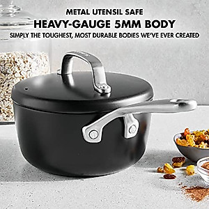 GreenPan GP5 Hard Anodized Advanced Healthy Ceramic Nonstick, 2QT Saucepan Pot with Insulated Lid, PFAS-Free, Induction, Dishwasher Safe, Oven & Broiler Safe, Black