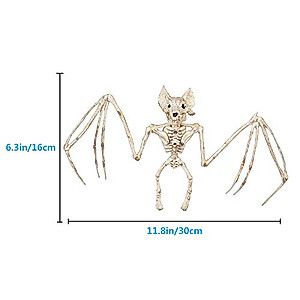Halloween Animal Skeleton Decration Horrible Bat Skeleton Simulation Bat Model Vivid Bat Bone Yard Decorations w Hangable Feet and Movable Jaws