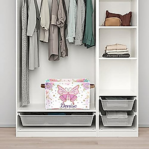 Magical Butterfly Fairy Personalized Large Storage Box for Toy,Bathroom,Nursery,Home Kitchen Shelves,Custom Closet Decorative Storage Bins 2 Pack